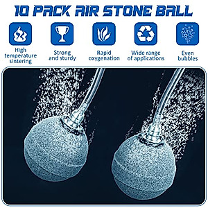10 Pieces 2 Inch Air Stones for Aquarium Air Stone Ball Diffuser Release Tool Fish Tank Air Stone for Aquarium Air Stones Fish Tanks Buckets Ponds and DWC Reservoirs Accessories, Gray