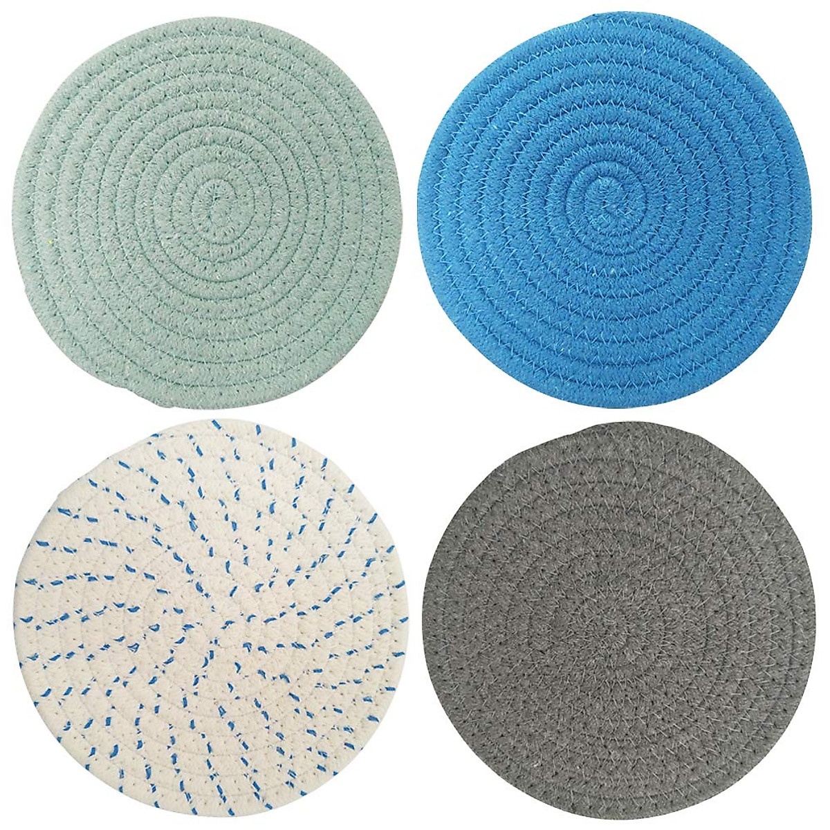 4 Pcs Cotton Thread Weave Hot Pot Holders, AIFUDA Multi-use Hot Mats Non-Slip Stylish Coasters Insulation Hot Pads Trivet for Cooking and Baking