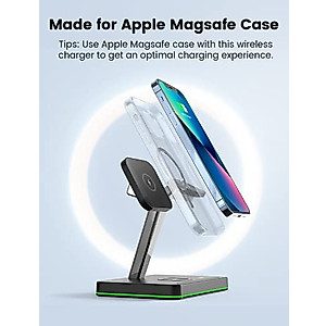 Wireless Charger for MagSafe, 3 in 1 Charging Station for Apple, Magnetic Wireless Charging Stand for iPhone 14/13/12 Series, iWatch 8/SE/7/6/3, AirPods 2/3/Pro/Pro 2