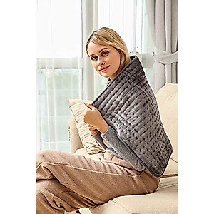 Ambershine 45cmx85cm XXXL King Size Heating Pad with Fast-Heating Technology&6 Temperature Settings, Flannel Electric Heating Pad/Pain Relief for Back/Neck/Shoulders/Abdomen/Legs (Dark Gray)