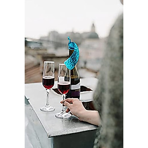 Wine Stoppers for Wine bottles, Silicone Peacock Wine Bottle Stopper cute, Beverage Bottle Stoppers funny, Wine Outlet Cap, Bottle Cover. (Blue)