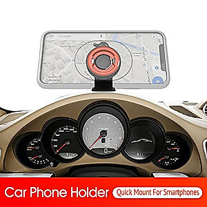 Car Phone Mount Without Magnetic, Stick On Dashboard 360° Rotatable Universal Cell Phone Holder with Ultra-Lock Quick Mount Strongest VHB Adhesive for iPhone Google, Huawei GPS Mini Tablet and More