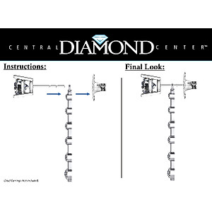 Central Diamond Center Earring Jacket in Sterling Silver made with Pure Brilliance Zirconia - Platinum Plated