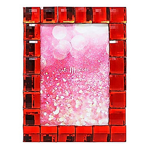 Isaac Jacobs Decorative Sparkling Red Jewel Picture Frame, Photo Display & Home Décor (4x6, Red)