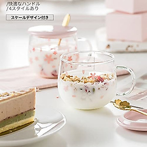 ZRAGEK Sakura Cup, Creative Sakura Mug, Cute Heat-resistant Cup, Transparent Cup, Borosilicate Glass Coffee Cup,Gift(Color : Pink B, Size : 3 Piece Set)