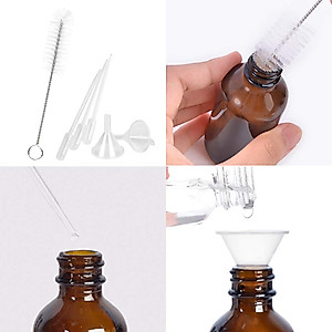12 Pack 2oz 60 ml Amber Glass Spray Bottles with Fine Mist Sprayer & Dust Cap for Essential Oils, Perfumes,Cleaning Products.Included 1 Brush,2 Extra Sprayers,2 Funnels,3 Droppers & 24 Labels.
