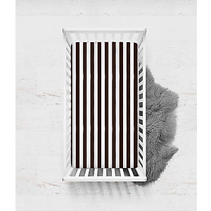 Bacati - Stripes White/Chocolate Percale Crib Fitted Sheet