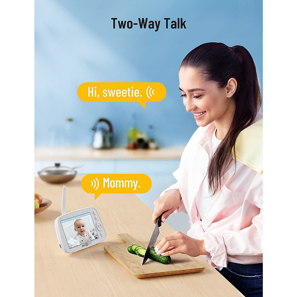 PARIS RHÔNE Video Baby Monitor, 5" 720P HD Baby Monitor with Camera and Audio, No WiFi, 2 Way Audio, VOX Mode, Infrared Night Vision, Feeding Reminder, Wide-Angle View Temperature Sensor Lullabies