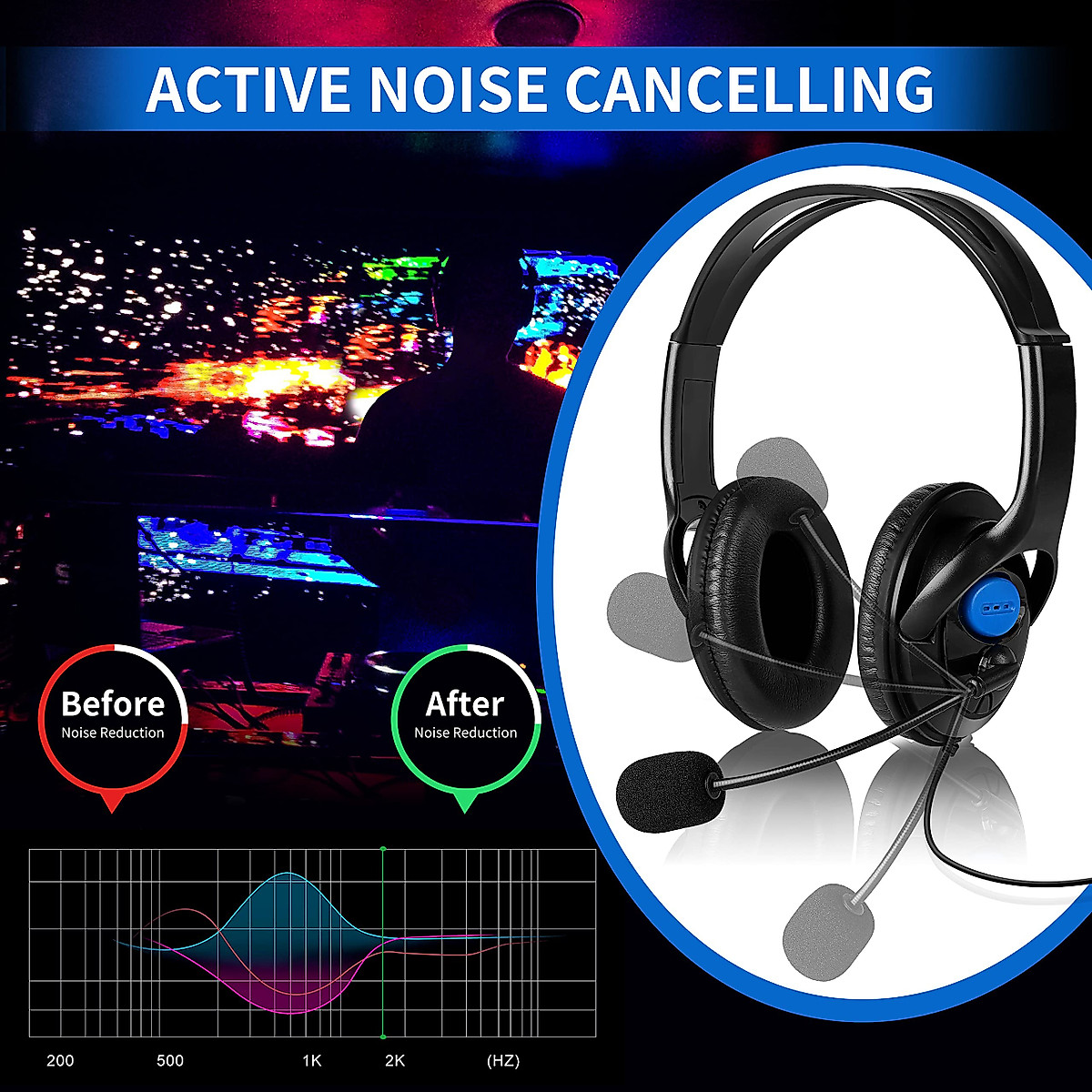 FNSHIP 3.5mm Port Wired Gaming Studying Headset for Kids Stereo bass-Isolated Headphones with mic Volume Control Compatible for PS4 PS5 New X-Box One PSP PC Laptop Tablet PC Phone,Black