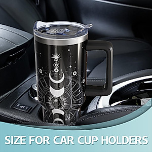 Gonqtoz 40 oz Sun And Moon Tumbler With handle and straw,Stainless Steel Cup Extra Large Vacuum Double Wall Insulated Tumblers Travel Mug,Hot and cold beverages Car Cup