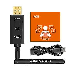 1Mii Long Range USB Bluetooth 5.0 Audio Adapter for PC Mac Laptop PS5 PS4, aptX Low Latency & aptX HD Transmitter for Headphones Speakers, Wireless Audio Dongle Dual Connection Plug & Play(Audio ONLY)