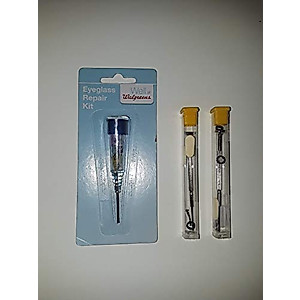 3 Set. Foster Grant Pocket Size Eyeglasses Repair Kits. Includes 3 Screw Drivers, Screws and Small Parts.