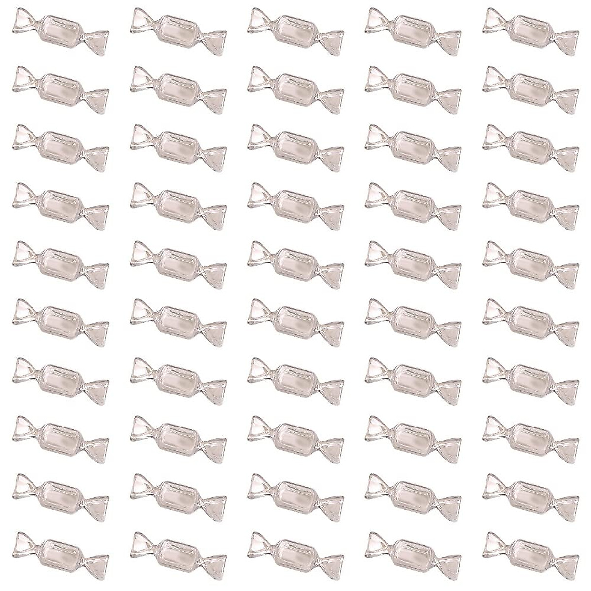 50pcs Candy Shaped Mini Box Transparent Jewelry Storage Box Travel Plastic Container Small Jewelry Storage Box with Lid Display Case Organizer Party DIY Decor (Transparent)