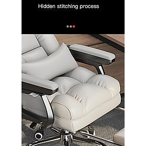 Home Office Desk Chairs, Swivel Chair Leather Comfortable Latex Cushion Ergonomic Business Computer Office Gaming Lift Swivel Chair (Color : White)