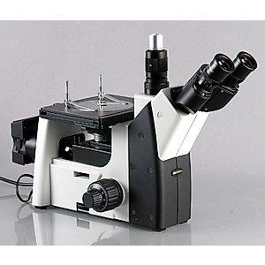 AmScope ME1200TB Inverted Trinocular Metallurgical Microscope, 50X-1000X Magnification, PL10x and PL20x Eyepieces, Polarizing Condenser, Brightfield and Polarizing LED Illumination with Rheostat, Large Double-Layer Mechanical Stage, 90-240V