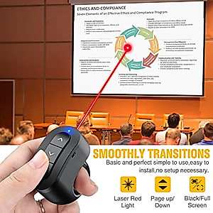 Presentation Clicker USB Rechargeable Powerpoint Clicker, Finger Ring RF 2.4GHz Wireless Presenter Remote Clicker for Powerpoint Presentations for Mac Laptop PC