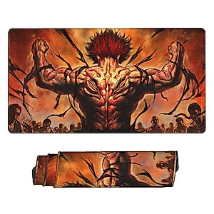 Baki Anime The Grappler Mouse Pad 16x29.5in Computer Keyboard Mousepad Waterproof Desk Pad Non-Slip Office Gaming Keyboards Mouse Mat Big Game Pc Laptop