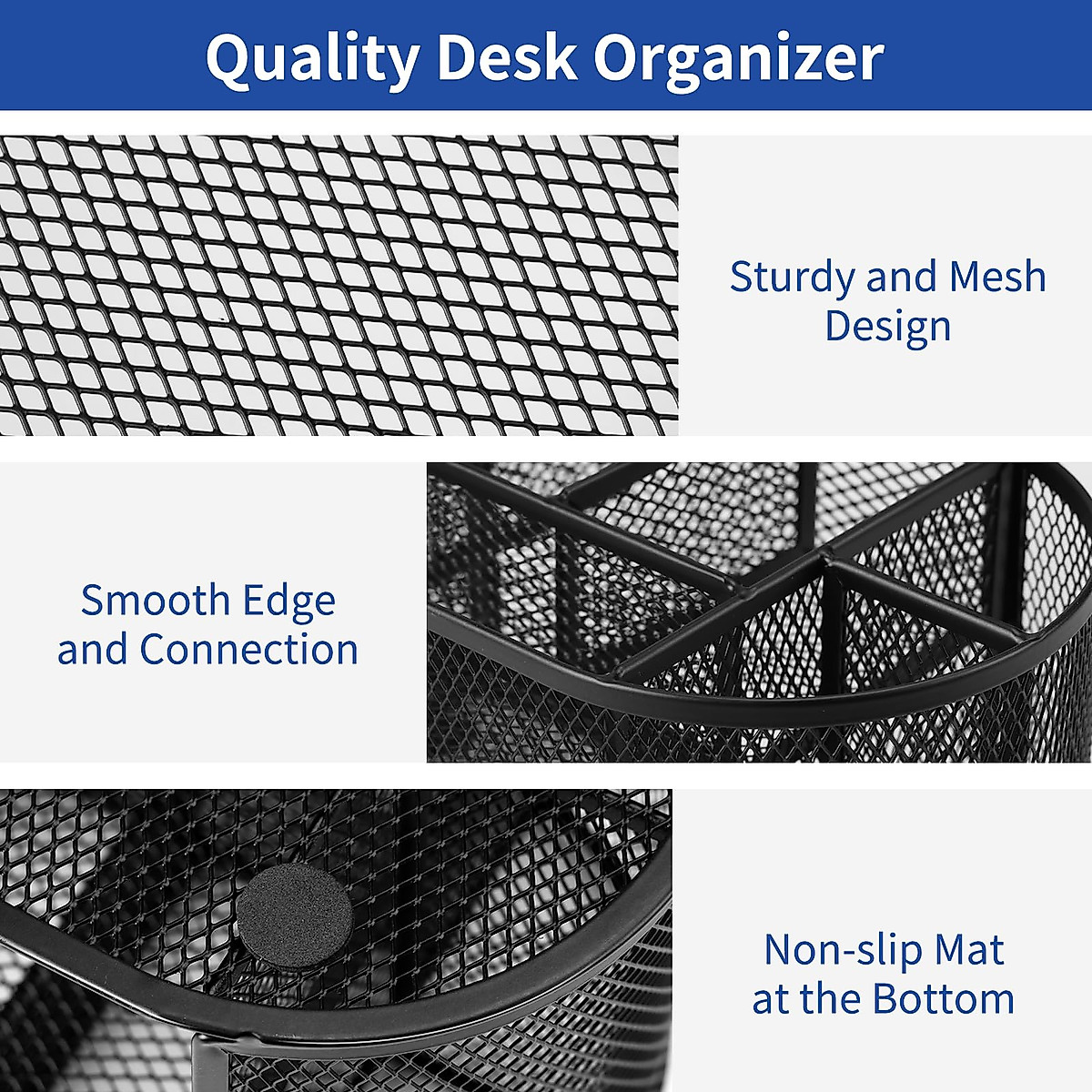 EOOUT Desk Organizers and Accessories, Pencil Holder for Desk, Mesh Office Desk Accessories with 8 Compartments and 1 Drawer Stationery Holder School Supplies