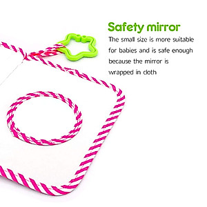 Buviagem Baby Soft Cloth Album; Baby‘s My First Photo Book for Family Memery with Safe Mirror Holds 17 Photos Pink Giraffe