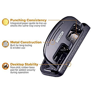 Bostitch Office EZ Squeeze 20 Sheet Standard 3 Hole Punch, Metal Construction, Silver/Black (HP20)