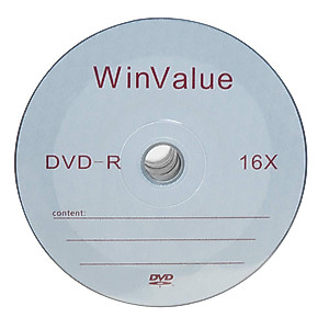 Winvalue DVD-R Discs 50 Pack 16x 4.7GB/120 Minute Blank Data Recordable Media - 50-Pack Shrink Wrap NO Spindle NO Cake Box Package