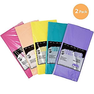 New Paradise Heavy Duty Plastic Disposable & Reusable Table Covers, Rectangular Size 54" x 108" (10 Count) - Llama Fiesta Rainbow Combo