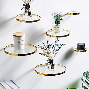 Wall Mounted Gold Glass Floating Shelves Display Ledge Shelves,Bathroom Corner Shelf Simple Home Decor Shelf for Flowers Wall Shelves Decorative Plant Flower Pot Rack Wall Shelf Crafts