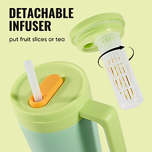 Fijinhom 40 oz Tumbler with Handle and Straw, Triple Layer Insulated Stainless Steel Water Bottle with Infuser, Travel Tumbler Fit Most Cupholder, Gifts for Women & Men, Mint