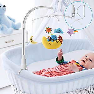 Baby Mobile Holder, 23 Inch Easy-Clamp Crib Mobile, Adorable Baby Crib Mobile with Toy Doll Space Star Moon Slumbers, Infant Stim-Mobile for Cribs