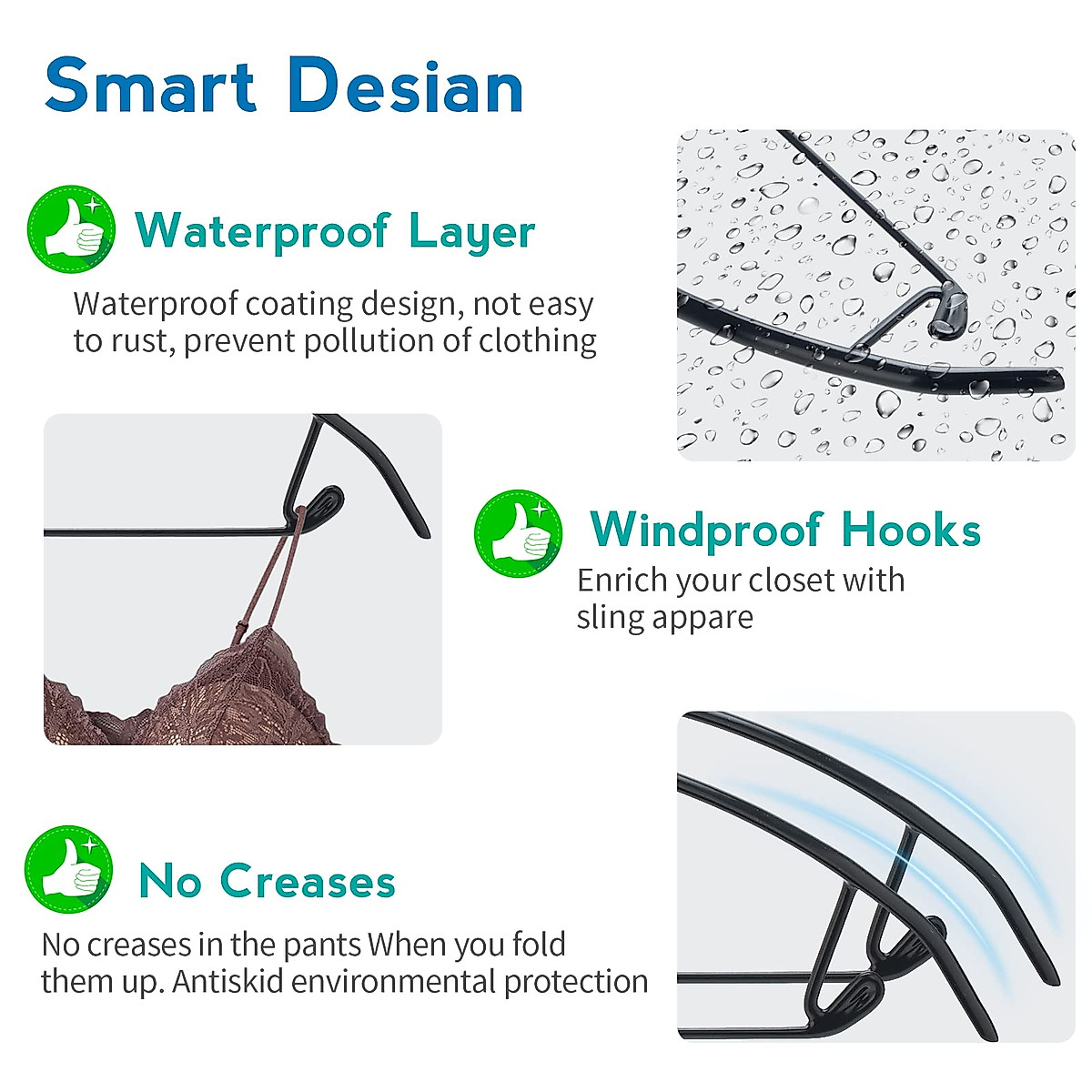 FSUTEG No Bump Rubber Coated Hangers 20 Pack - Heavy Duty Contour Metal Clothes Hangers, 15-18lb Weight Capacity, Non-Slip & Space Saving for Wardrobe, Closet, Dorm (16.5 Inch, Black)