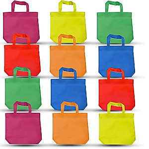 Dazzling Toys 12 Reusable Tote Bag, Large Gift Bags With Handles | Eco Friendly Party Favor Bags - Useful Kids & Adult Party Favors, Reusable Grocery Bags, Goodie Bags & Birthday Gift Bag Valentines