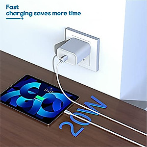 iPad Charger USB C for iPad 10th Gen, iPad Mini 6th, iPad Pro 12.9/11 inch 2022/2021/2020/2018, iPad Air 5/4, iPad Pro Charger 20W Super Fast C Charger with Apple Certified 10FT Long iPad Charger Cord