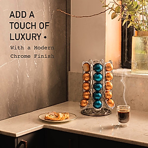 Peak Coffee Pod Holder for 30+ Nespresso Vertuo Vertuoline Pods- Extra Storage Available Inside Carousel – Capsules Storage Organiser 360° Rotating Rack Stand for Nespresso – Non Slip & Anti Scratch