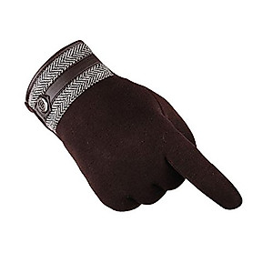 Armfre Tops Men's Fleece Winter Gloves Snap Closure Herringbone Warm Windproof Gloves Anti Slip Soft Thick Lined Non-Slip Thermal Snow Gloves for Casual Cycling Driving Outdoor Active