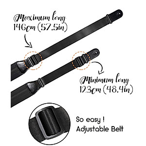 Wepop Guitar Strap Elastic Soft Comfortable Neoprene Leather 3.4in Bass Acoustic Electric Guitar (391)