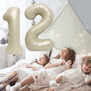 40 Inch Number Balloon Foil Balloon Number 100 Jumbo Giant Balloon Number 100 Balloon for 100th Birthday Party Decoration Wedding Anniversary Graduation Celebration, Cream White 100 Number Balloon