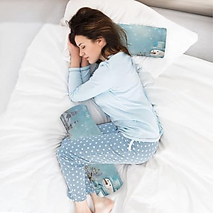 xigua Christmas Snowman Neck Roll Pillow for Neck Relief with Removable Washable Cover - Memory Foam Round Cylinder Bolster, Ergonomically Designed for Head, Neck, Back, and Legs