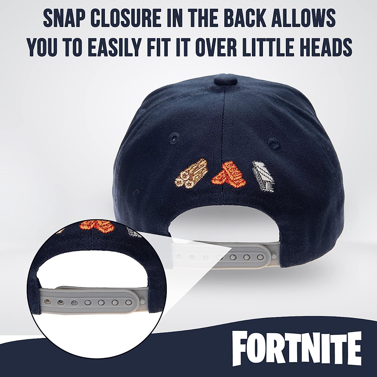 FORTNITE Baseball Cap for Boys, Quality Made Boys Hat and Fitted Cap, Flatbrim Baseball Hat with Sleek Design Navy