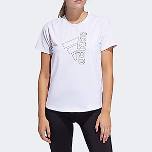 adidas womens Tech Badge of Sport Tee White/Black Small