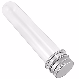 HAKZEON 50 PCS 40ml Plastic Test Tube with Caps,140 x 25 mm Clear Test Tubes with 50 Seal Protection Sheets, for Scientific Experiments, Plant Cultivation，Party Decoration, Candies Salt Container