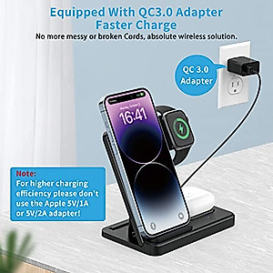 ImmSss Wireless Charger 3 in 1, 15W Fast Charging Station Compatible with Apple iWatch 8/Ultra/7/6/SE/5/4/3/2/1,AirPods 3/2/1/Pro,iPhone14/13 Pro/Pro Max/12/11/X/Xr/Xs/8 Plus/Galaxy Phone Series