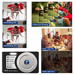 4K Digital Camera 48MP Kids Compact Camera Autofocus 16X Digital Zoom Children Portable Camera for Boys, Girls,Beginners (with 32GB SD Card and 2 Batteries)