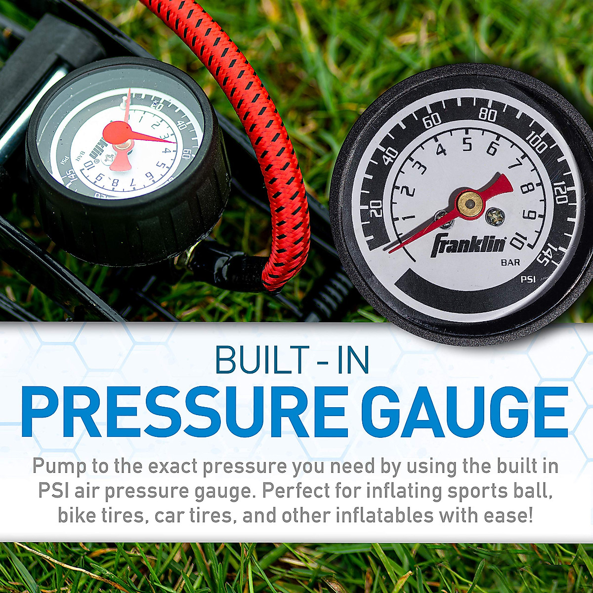 Franklin Sports Air Pump With High-Pressure Foot Pedal for Sports Balls, Bikes, Inflatables and More - Compact and Heavy Duty