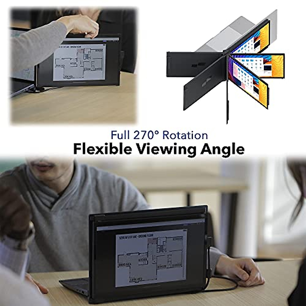 Mobile Pixels MPDUEXPLUS-RB Duex Lite 12.5" Portable Monitor Full HD 1080P IPS Screen Grey - Certified (Renewed)