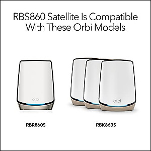 NETGEAR Orbi Tri-Band WiFi 6 Mesh Add-on Satellite (RBS860) - Works with Orbi RBR860S and RBK863S, Adds Coverage Up to 2,700 sq. ft., AX6000 (6Gbps)
