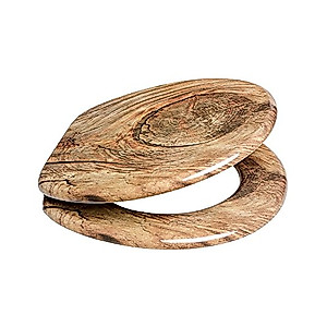Sanilo ROUND, Silent Slow Close, Molded Wood, Adjustable Toilet Seat, Rustic