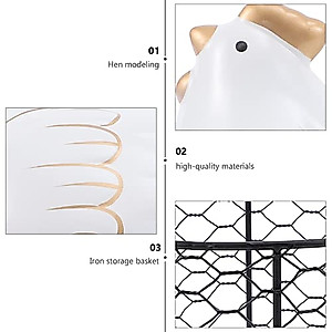 DOITOOL Iron Eggs Basket Egg Storage Basket Metal Wire Hen Egg Holder with White Ceramic Chicken Lid Hen Shaped Egg Dispenser Kitchen Supplies for Organizer Store Egg