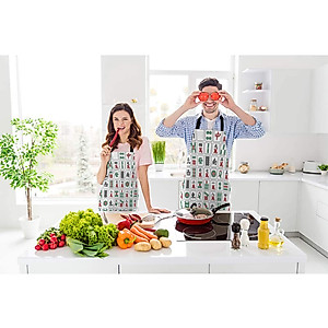 Beabes MaJiang Tiles Chef Apron 27 X 31 Inch Bamboos Dots Characters From 1 To 9 And Honors Mahjong Durable Non-Pilling Bib Apron For BBQ Grilling Gardening With Adjustable Neck Strap