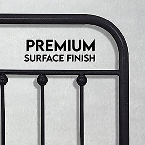 AMBEE21 Vintage Queen Metal Bed Frame with Headboard and Footboard Platform / Wrought Iron / Heavy Duty/ Solid Metal Slat / Textured Black / No Box Spring Needed/ Industrial & Farmhouse