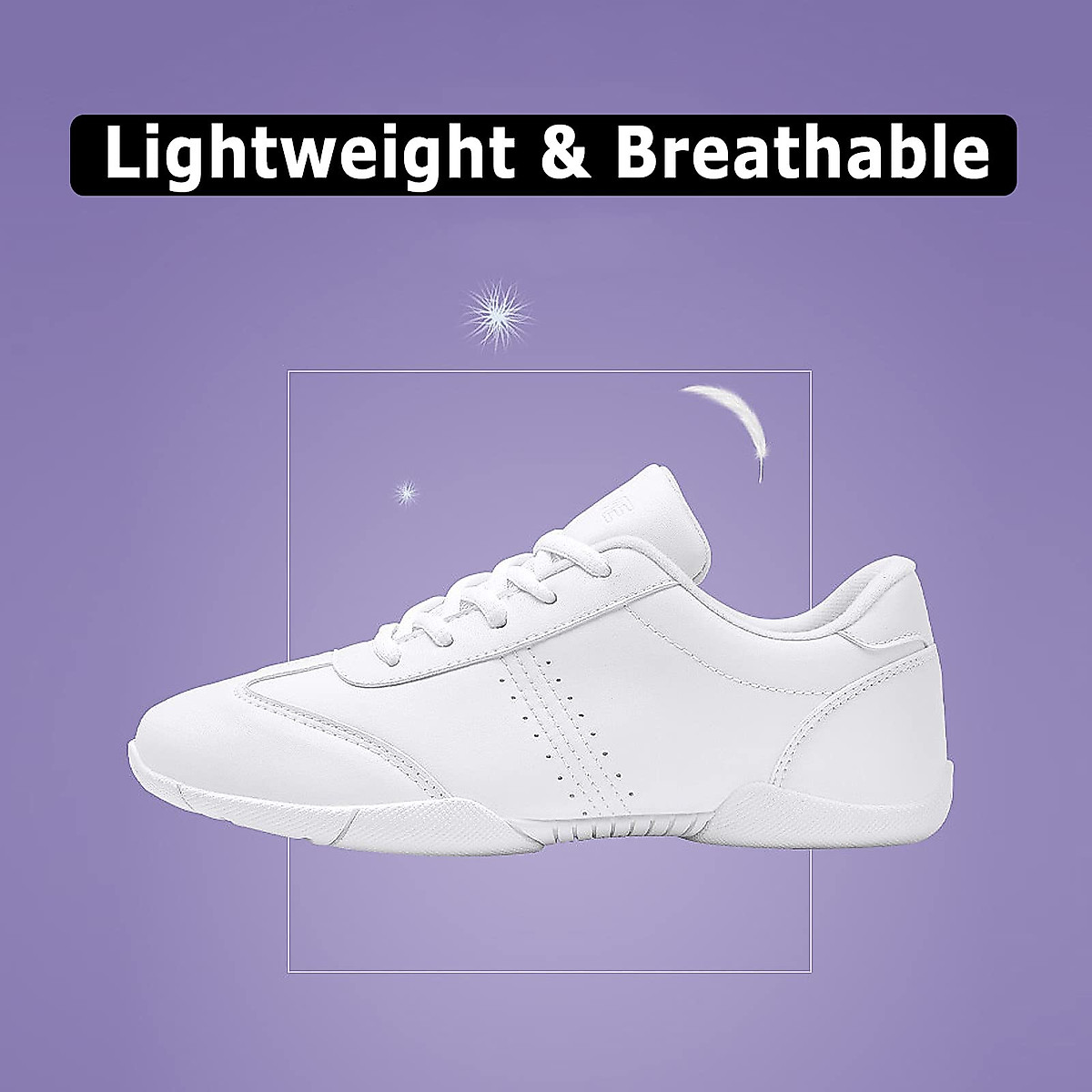 FLIOZY Womens Cheer Dance Shoes Girls White Cheerleading Competition Sports Shoes Fashion Breathable Athletic Walking Sneakers White Leather 36